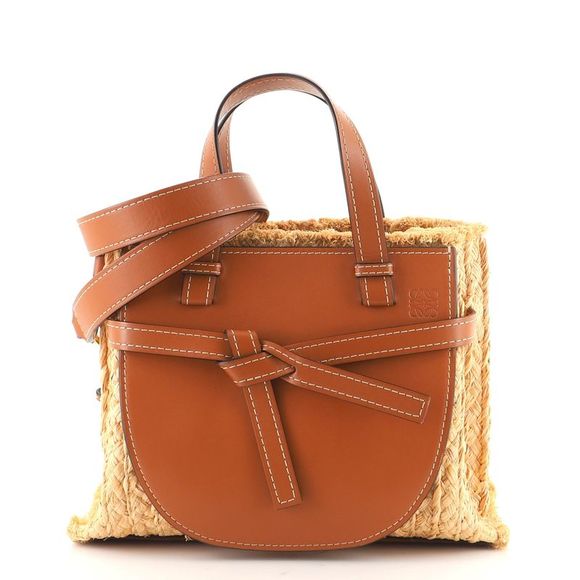 Loewe | Bags | Loewe Gate Tote Leather And Straw Small Brown | Poshmark